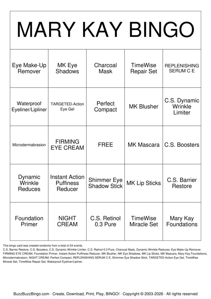 SKIN CARE Bingo Cards to Download, Print and Customize!
