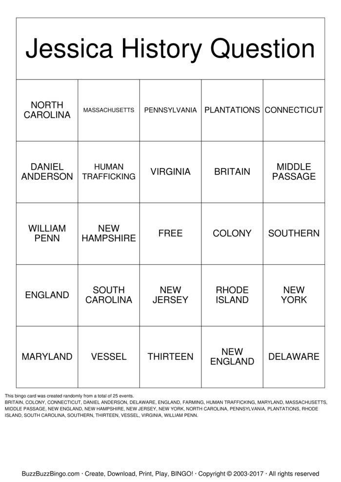 13 Colonies Bingo Cards to Download, Print and Customize!