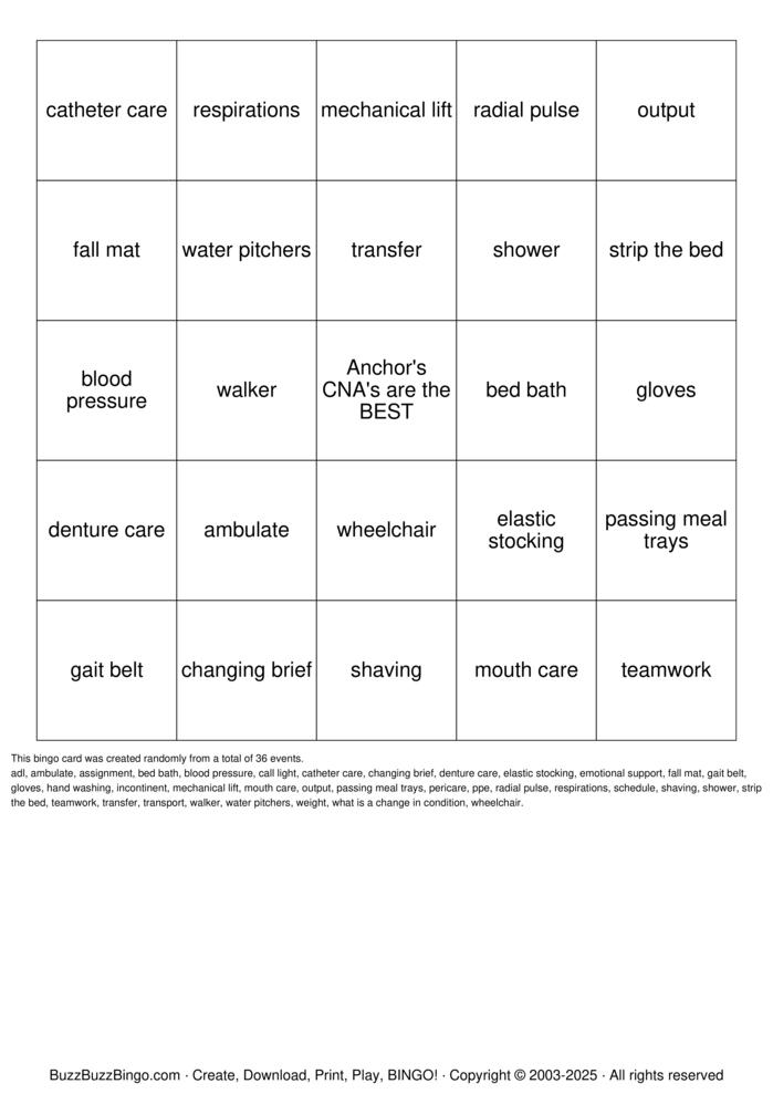 CNA Week Bingo Cards to Download, Print and Customize!
