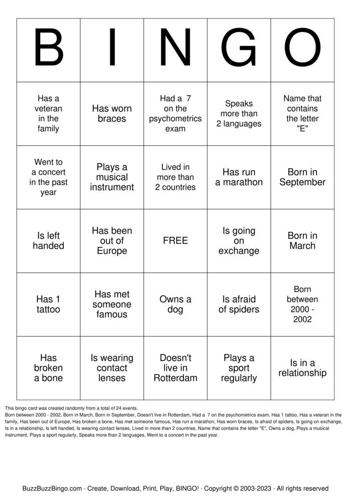 Classmate Bingo Bingo Cards to Download, Print and Customize!