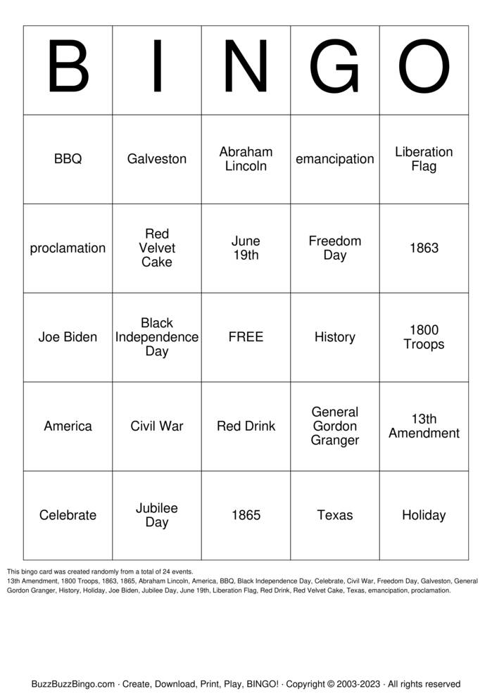 Juneteenth Bingo Cards to Download, Print and Customize!