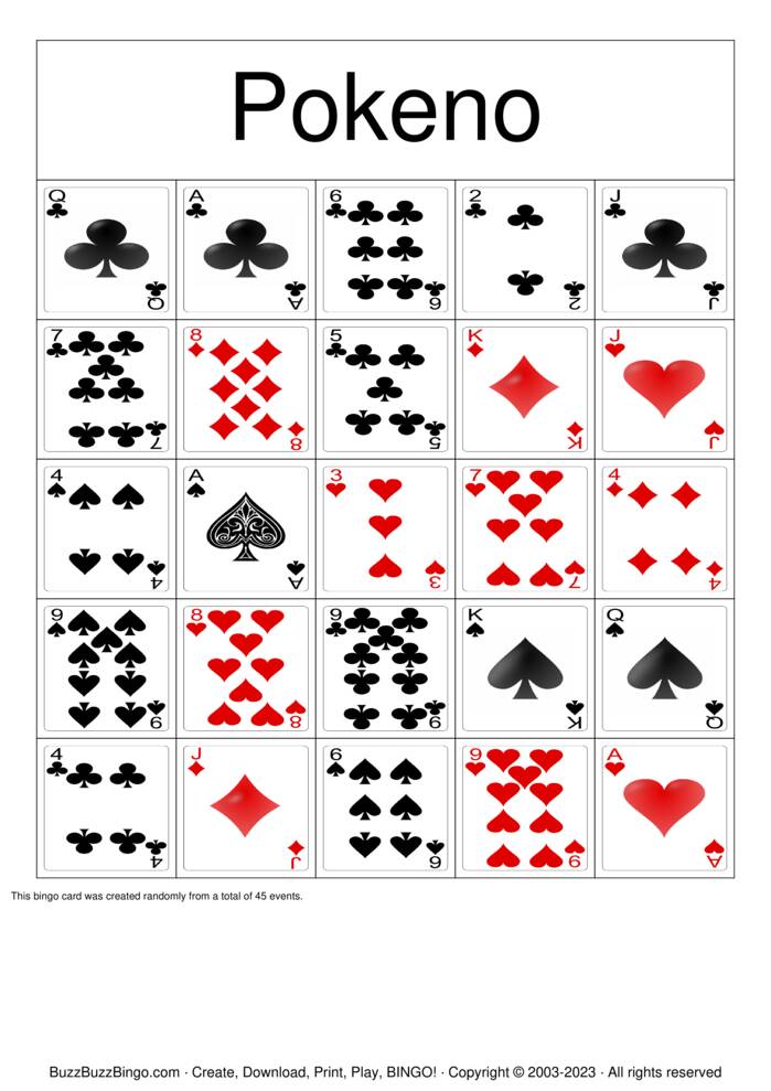 Pokeno Bingo Cards to Download, Print and Customize!