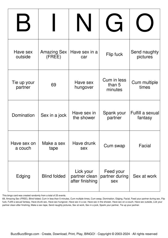 Sex Bingo Cards To Download Print And Customize
