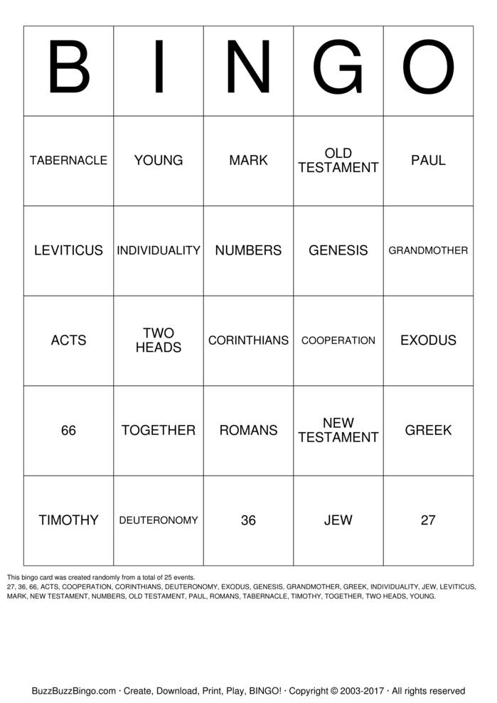 TOGETHER Bingo Cards to Download, Print and Customize!