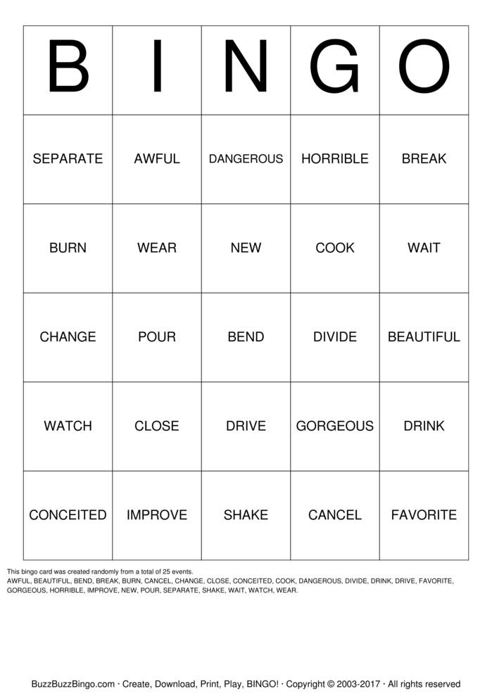 Vocabulary Bingo Cards to Download, Print and Customize!