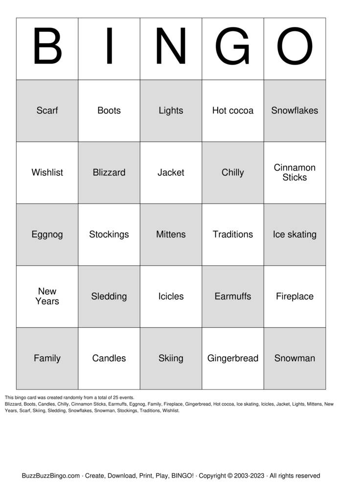 Winter Bingo Cards to Download, Print and Customize!