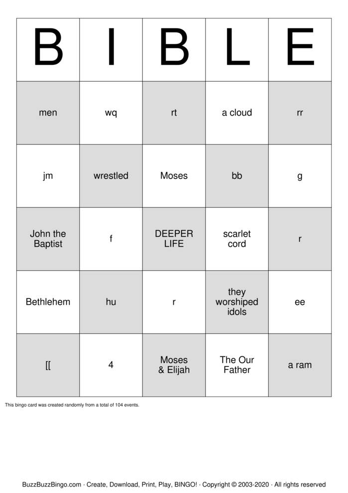 Bible Bingo Cards to Download, Print and Customize!