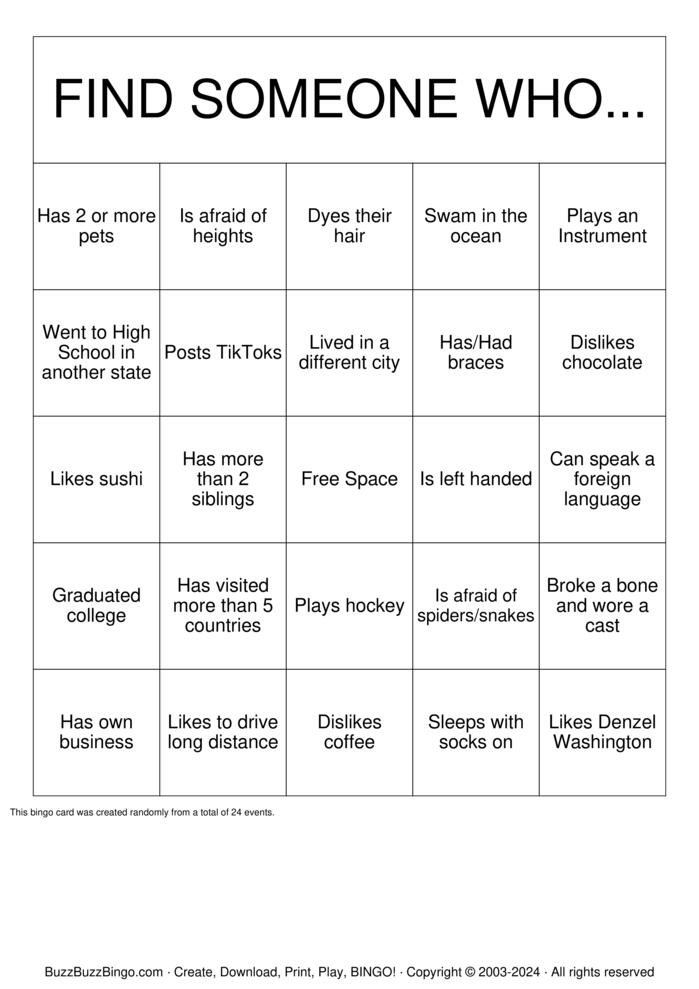 Get to Know Me Bingo Cards to Download, Print and Customize!