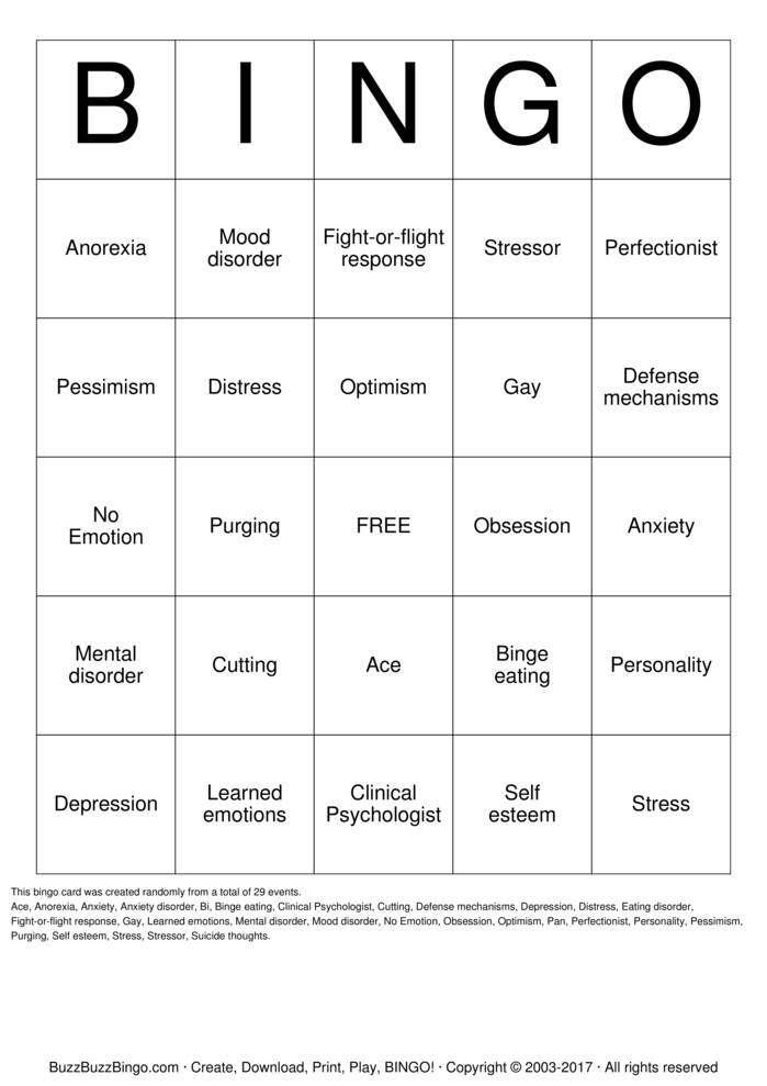 Mental Health Bingo Cards to Download, Print and Customize!