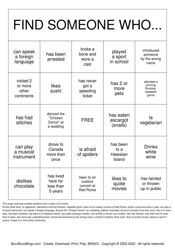 A la cart bingo Bingo Cards to Download, Print and Customize!