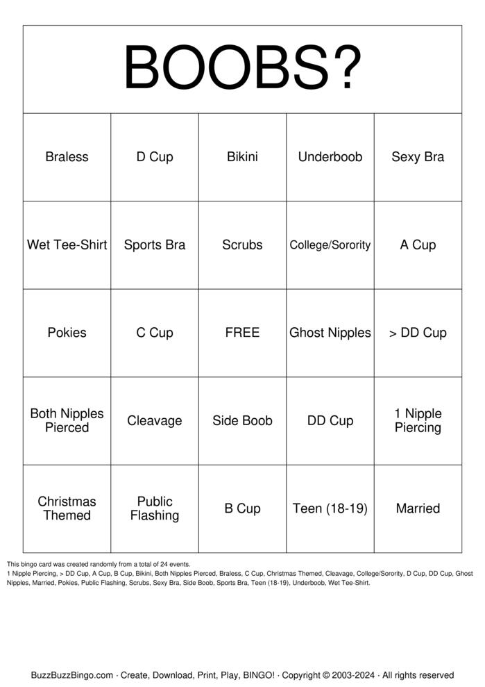 BOOOBS? Bingo Cards to Download, Print and Customize!