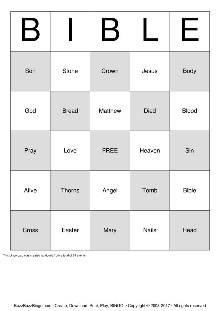 Bible Bingo Cards to Download, Print and Customize!