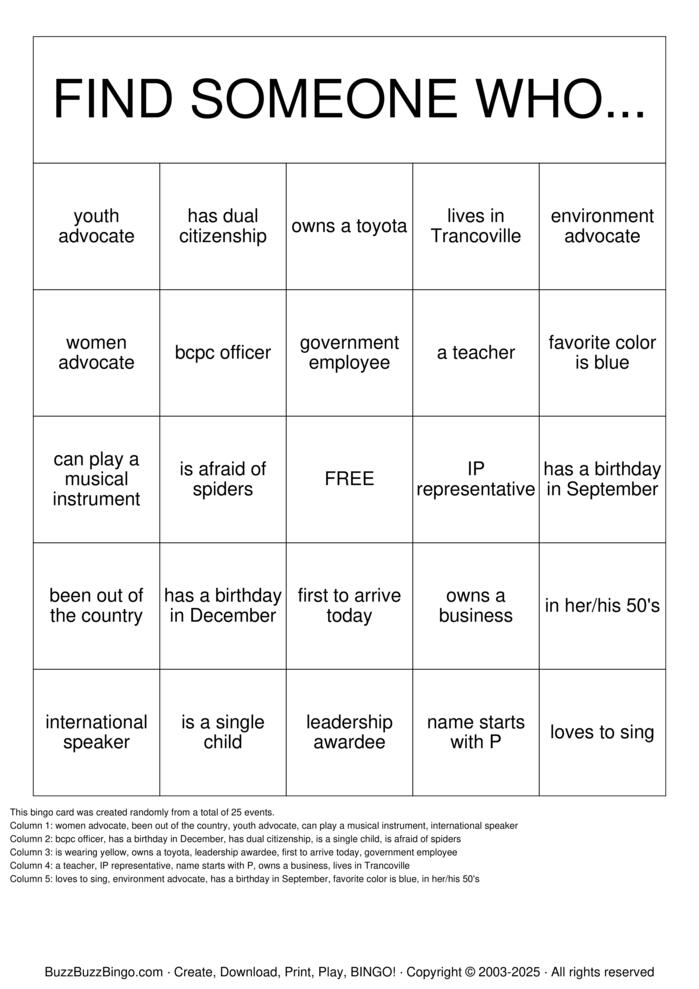 Human Bingo: International Edition Bingo Cards to Download, Print and ...