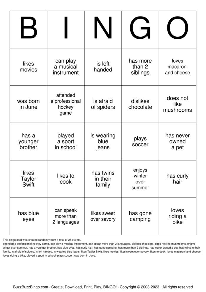 Human Bingo: Ms. B grade 2/3 class Bingo Cards to Download, Print and ...