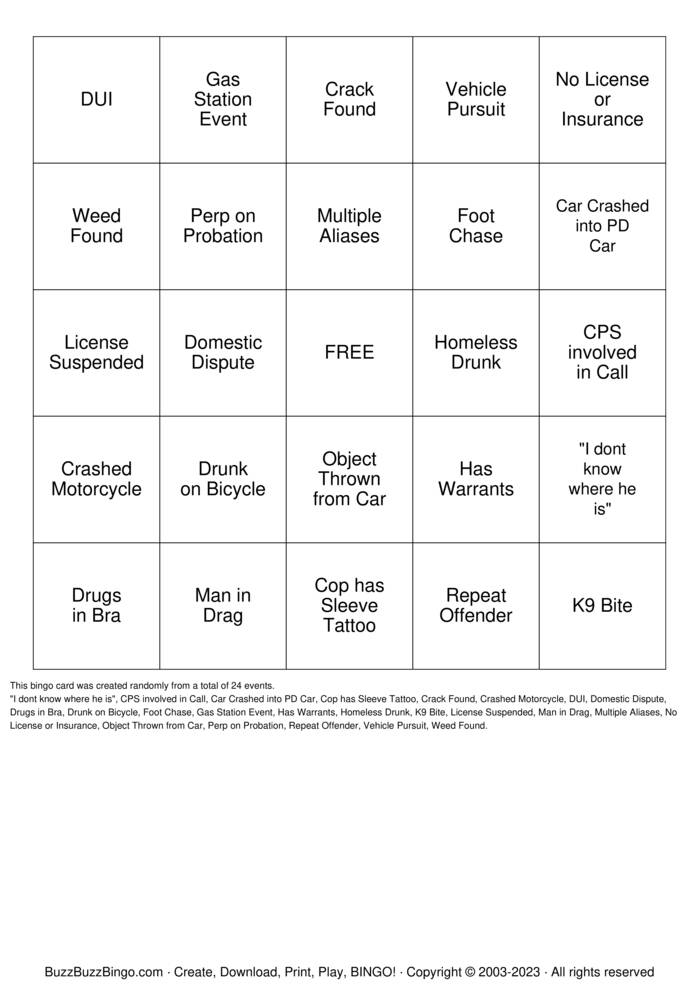 On Patrol Live Bingo Cards to Download, Print and Customize!