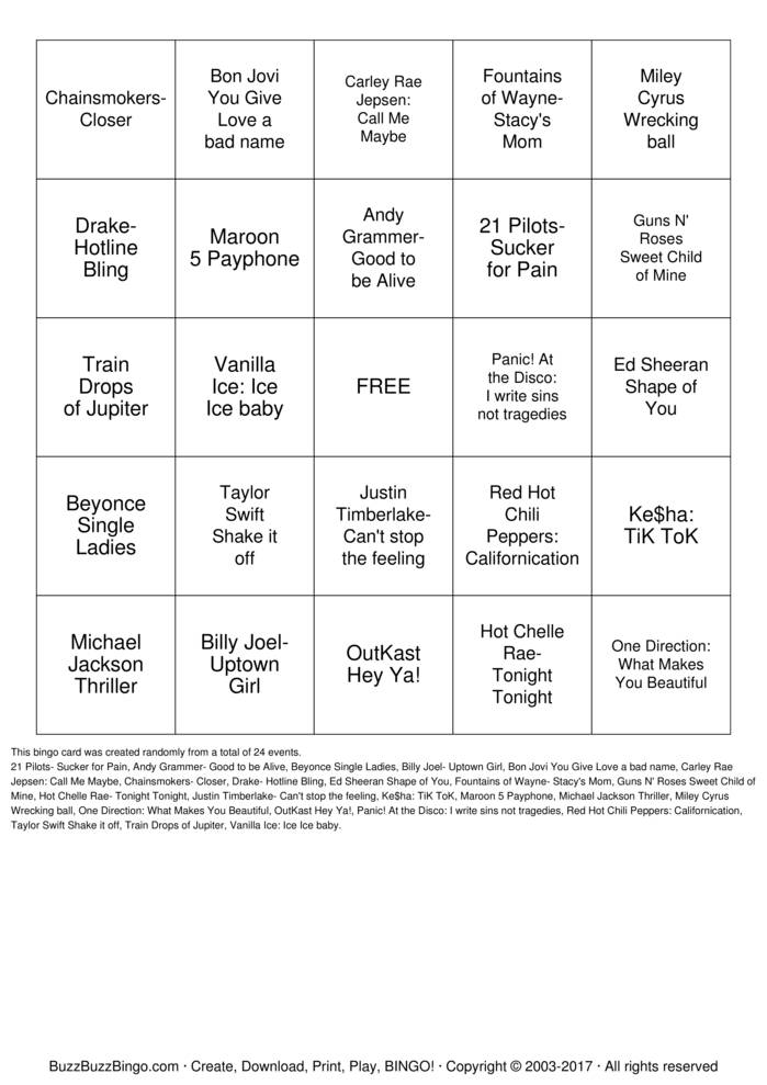 SINGO Bingo Cards to Download, Print and Customize!