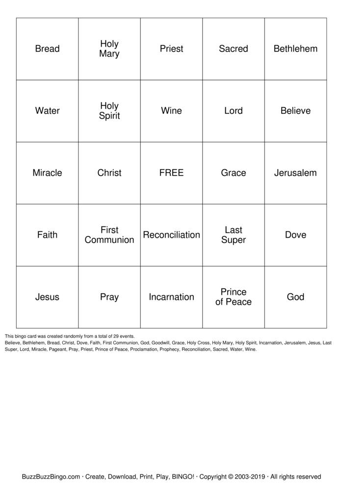 First Holy Communion Bingo Cards to Download, Print and Customize!