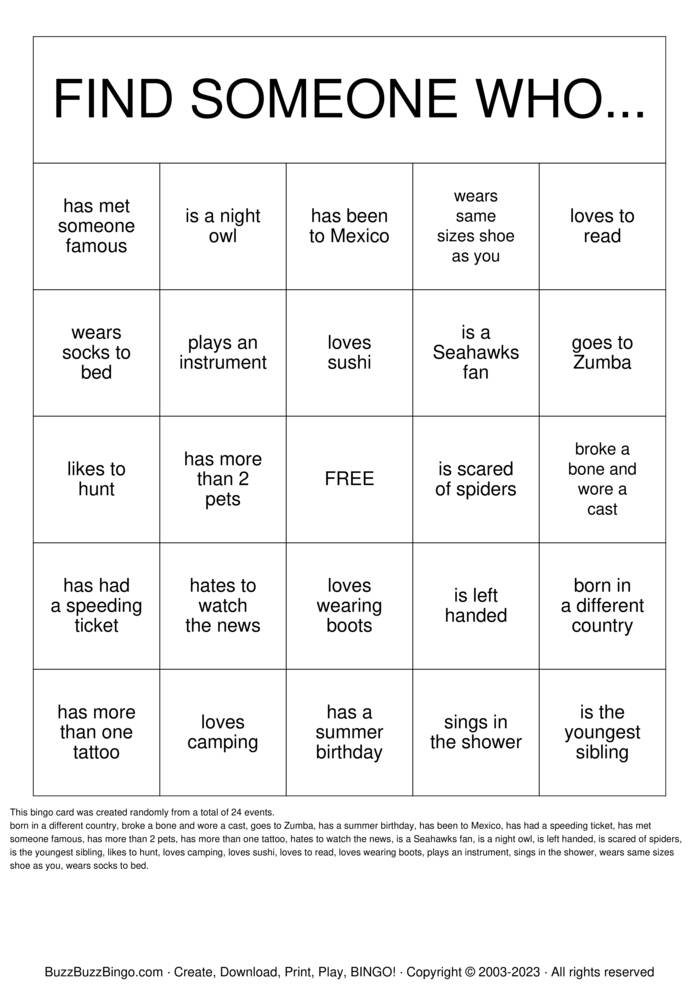 Getting to Know you! Bingo Cards to Download, Print and Customize!