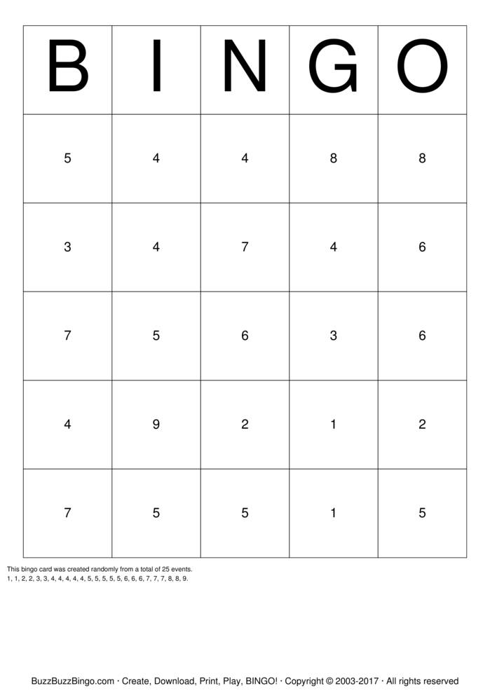 Number Bingo Bingo Cards to Download, Print and Customize!
