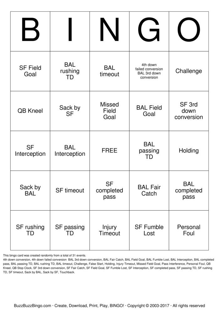 SUPERBOWL 47 Bingo Cards to Download, Print and Customize!