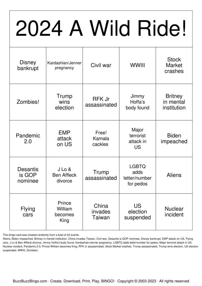 2024 Bingo Cards to Download, Print and Customize!