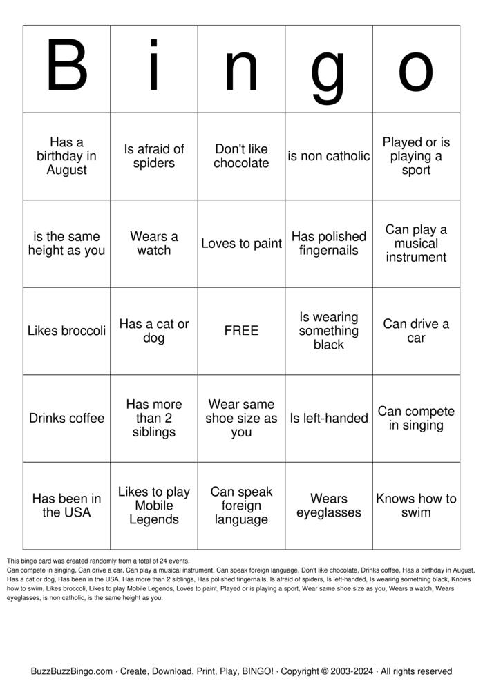 Getting to Know You! Bingo Cards to Download, Print and Customize!