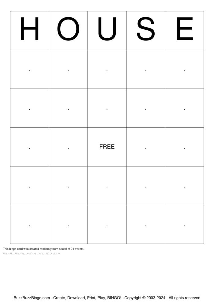 House Bingo Cards to Download, Print and Customize!