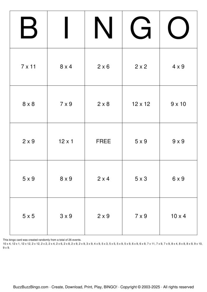 Math Bingo Cards to Download, Print and Customize!