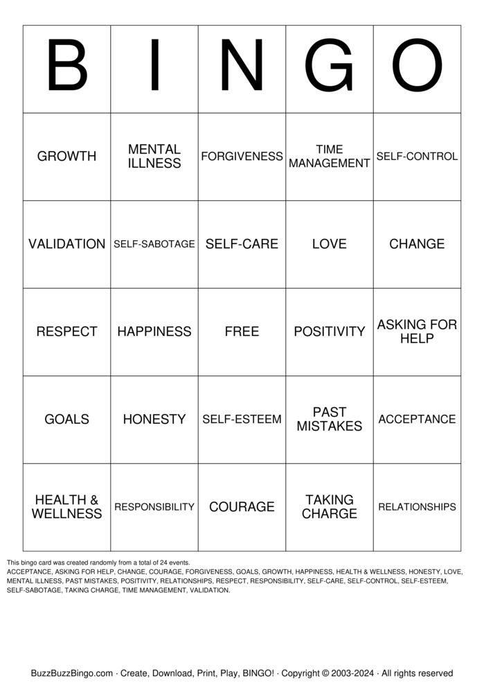 Mental Health Bingo Cards to Download, Print and Customize!