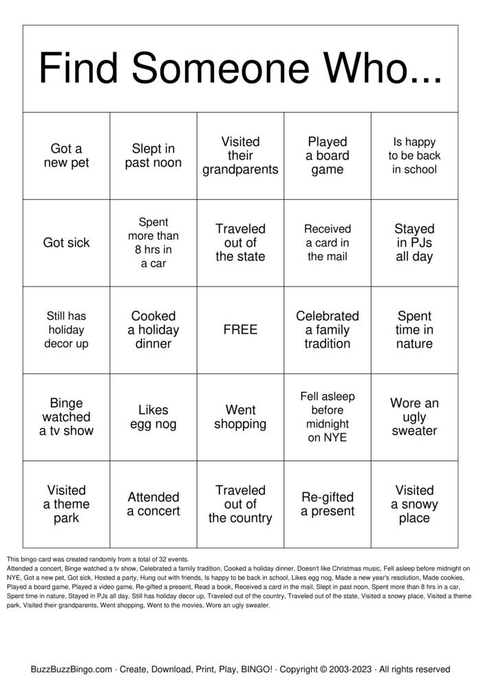 Winter Break Bingo Cards to Download, Print and Customize!