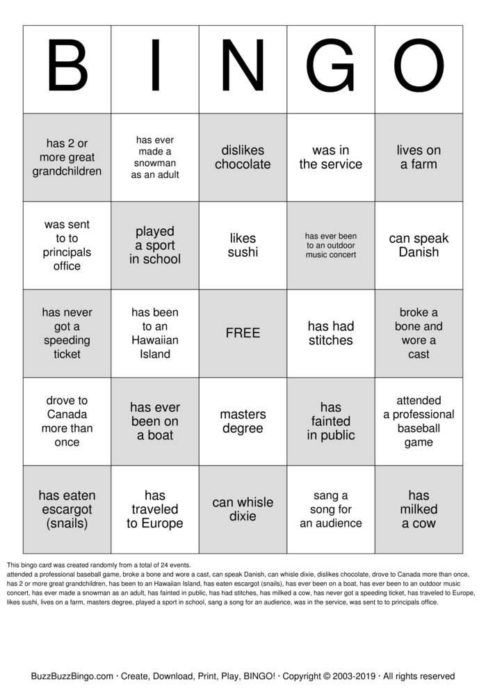 50th Class Reunion Bingo Cards to Download, Print and Customize!