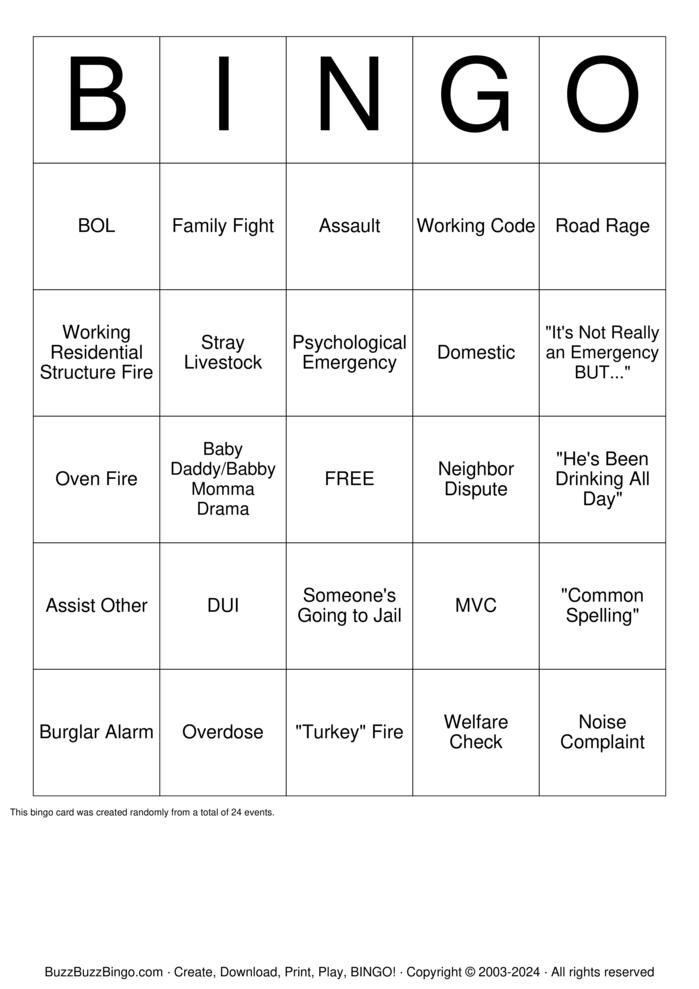 911 Thanksgiving Bingo Bingo Cards to Download, Print and Customize!