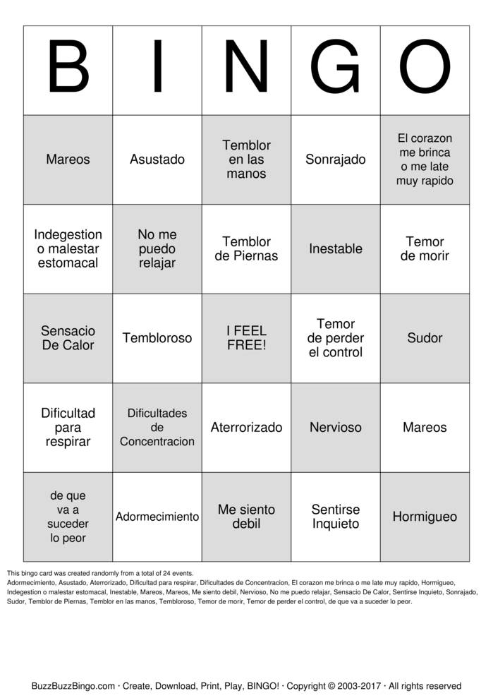 ANXIETY BINGO Bingo Cards to Download, Print and Customize!