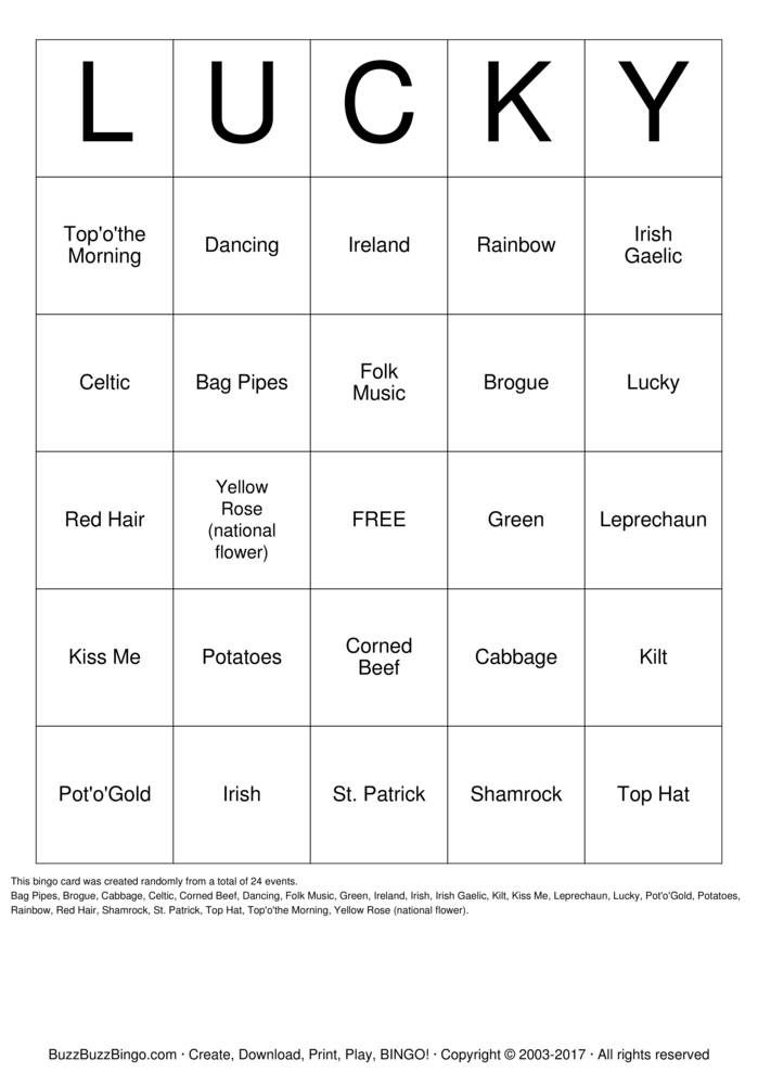 Bingo Cards to Download, Print and Customize!