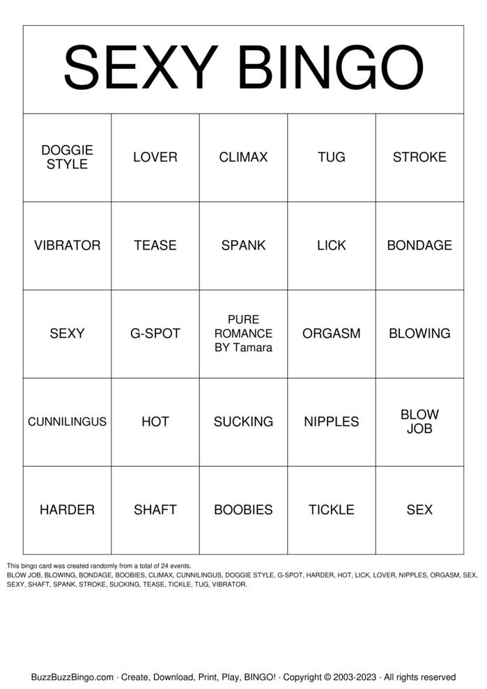 DIRTY BINGO Bingo Cards to Download, Print and Customize!