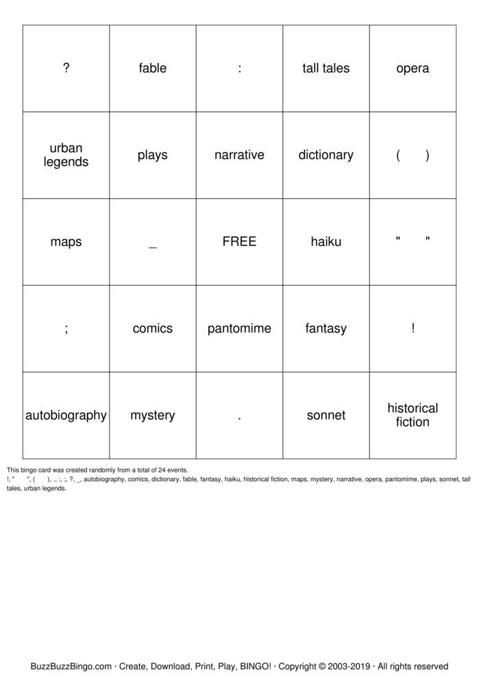 Figurative Language Bingo Cards to Download, Print and Customize!