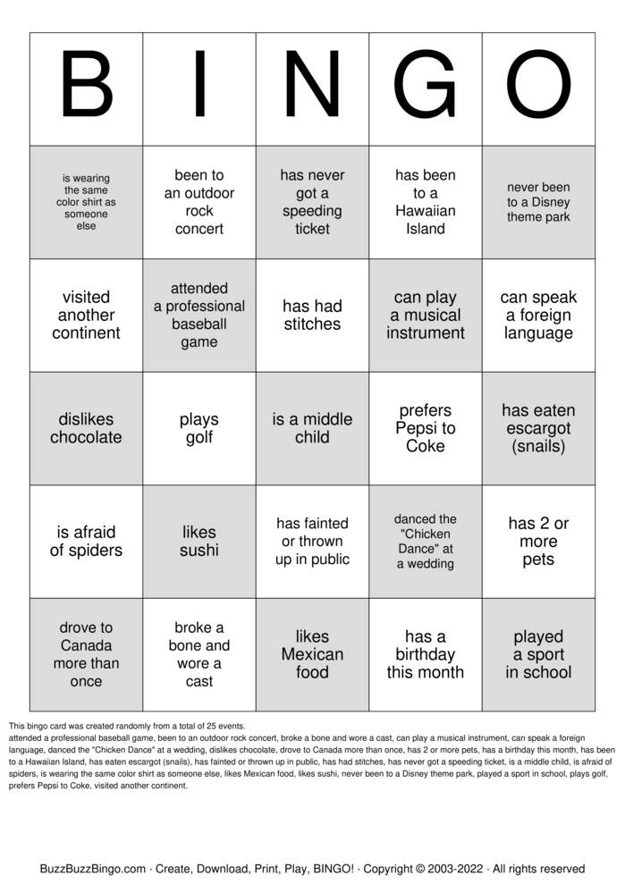 Find Someone Who... Bingo Cards to Download, Print and Customize!