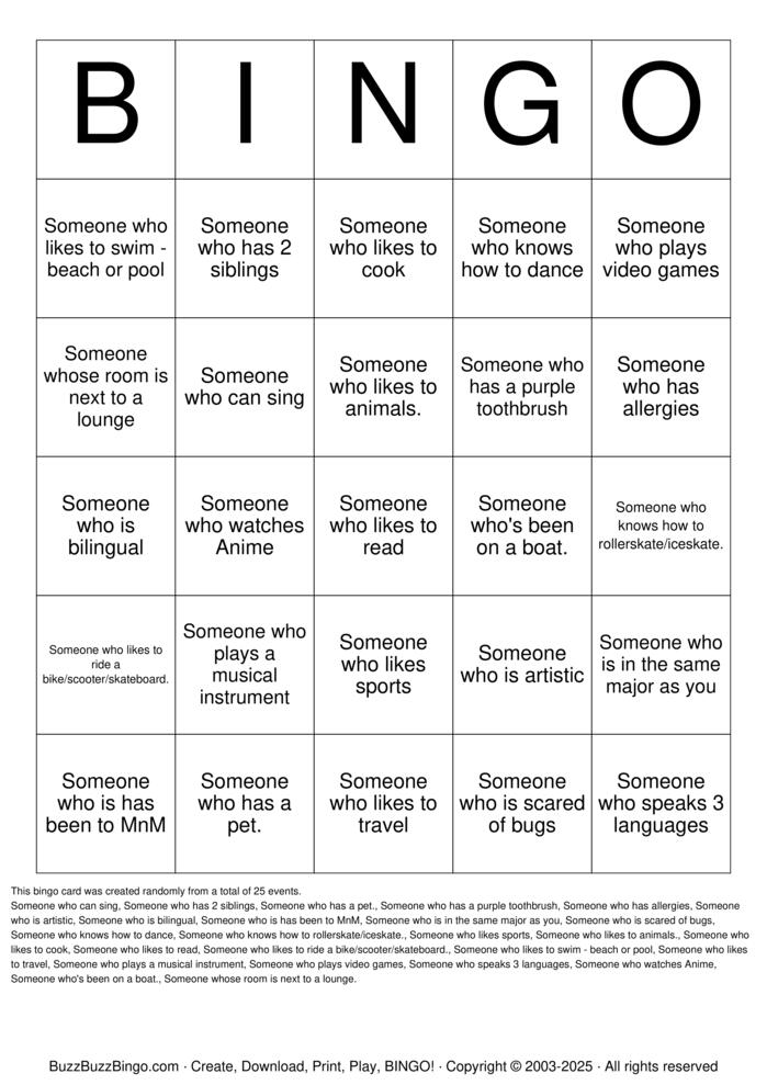 Speed Friending Bingo Cards to Download, Print and Customize!