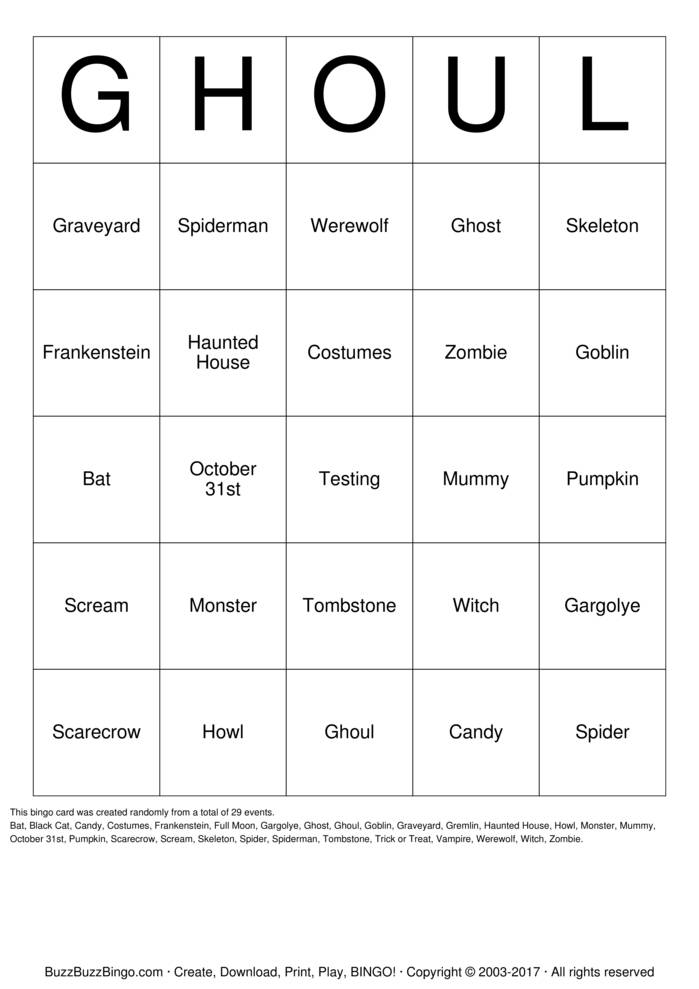 Testing Bingo Cards to Download, Print and Customize!