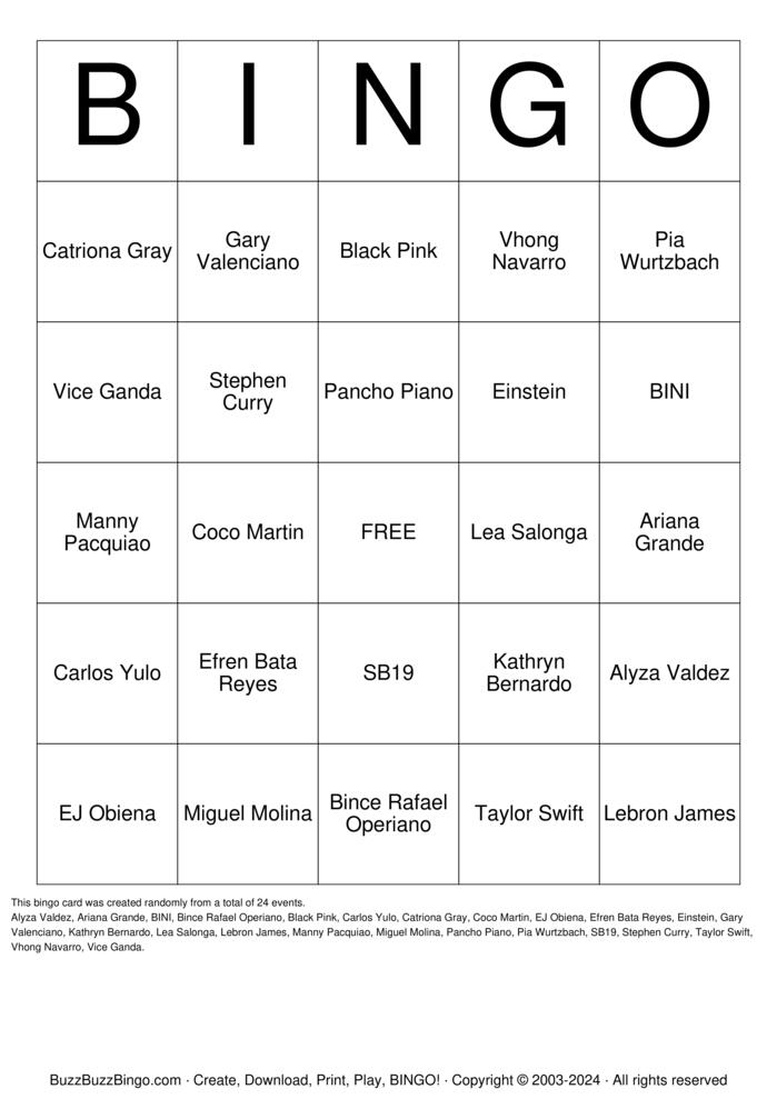 ARTISTS Bingo Cards to Download, Print and Customize!