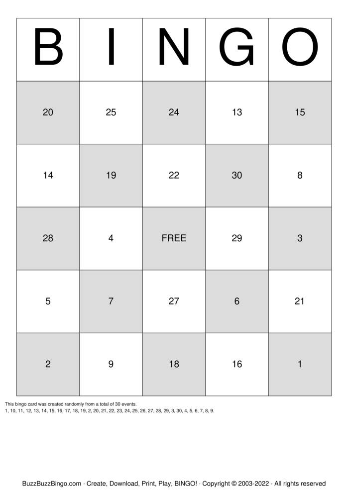 Burman Bingo Bingo Cards to Download, Print and Customize!