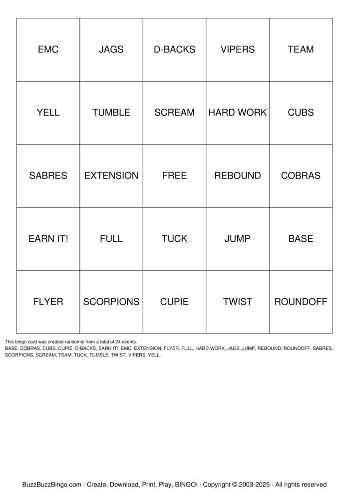 CHEER Bingo Cards to Download, Print and Customize!