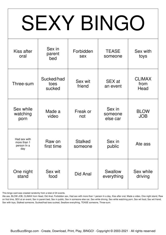 DIRTY BINGO Bingo Cards to Download, Print and Customize!