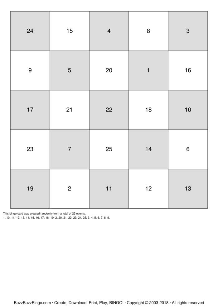 Numbers 1-20 Bingo Cards to Download, Print and Customize!