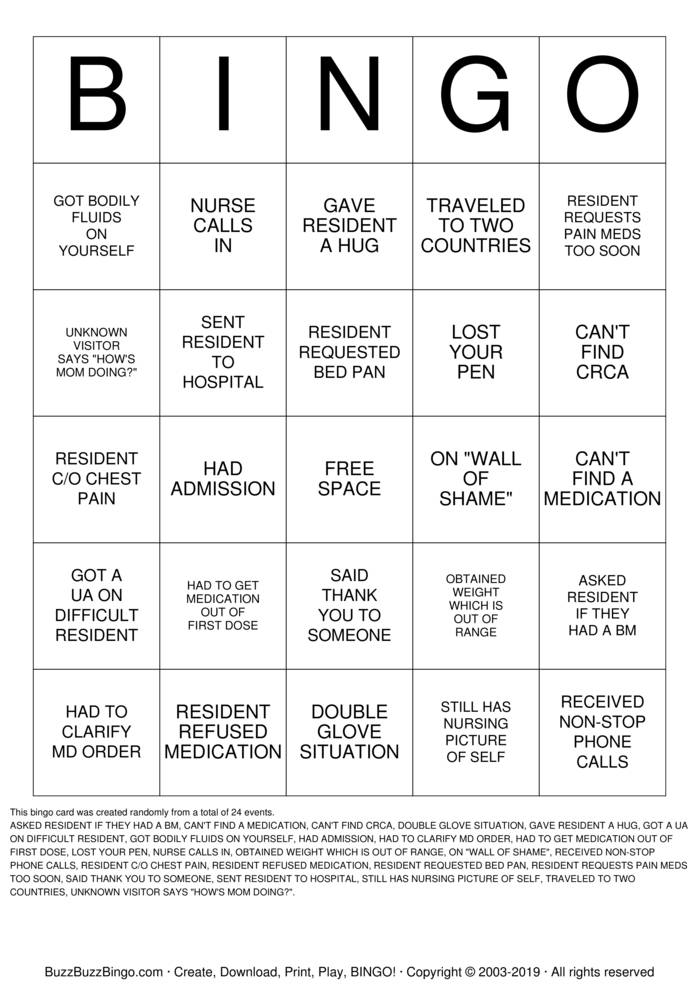 Nurse Bingo Cards to Download, Print and Customize!