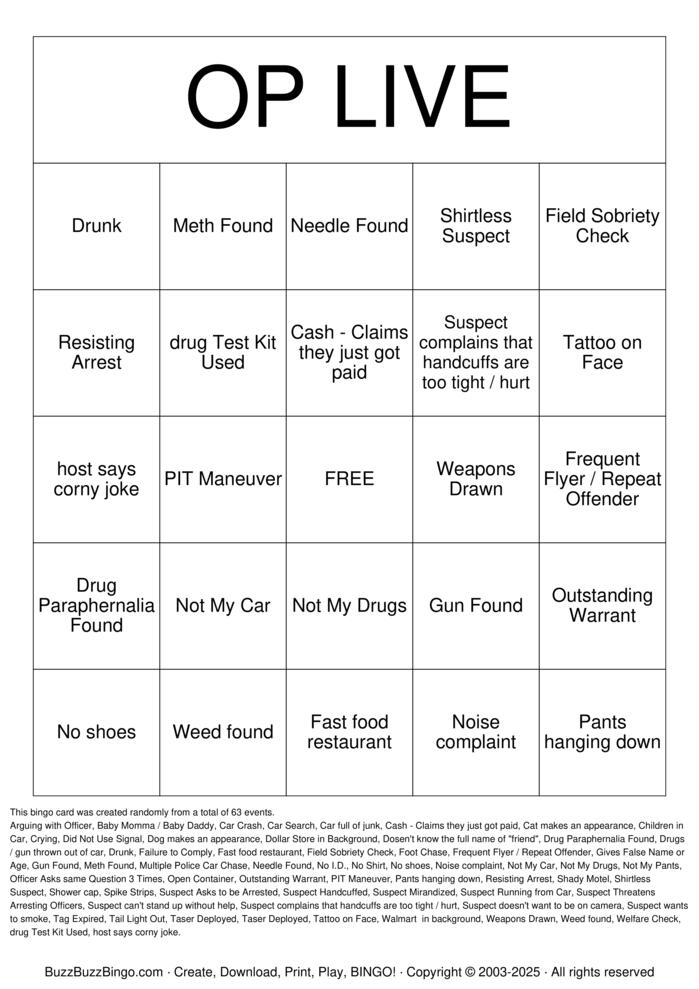 OP Live Bingo Cards to Download, Print and Customize!