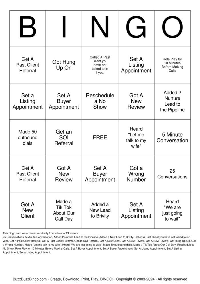 REALTOR BINGO Bingo Cards to Download, Print and Customize!