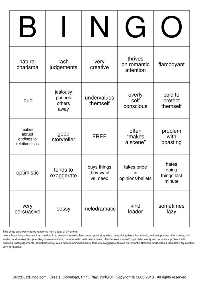 TAURUS Bingo Cards to Download, Print and Customize!