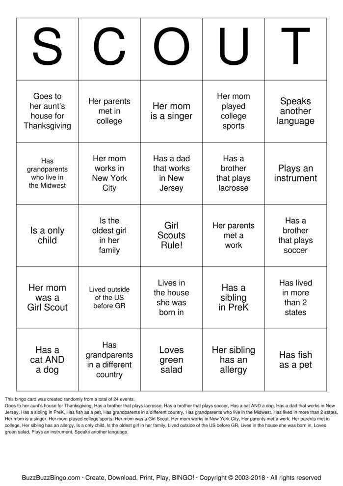 Girl Scout Bingo Cards to Download, Print and Customize!