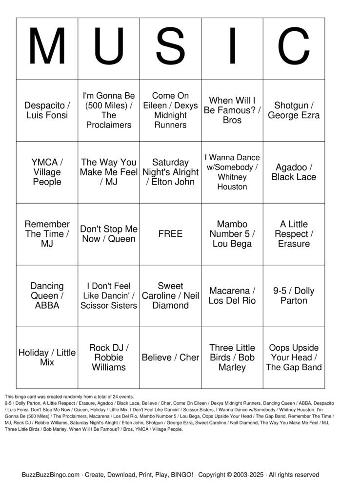 Music Bingo Cards to Download, Print and Customize!